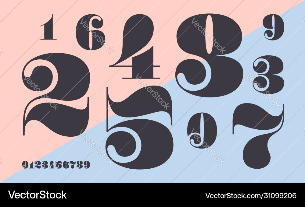 Number font numbers in classical french Royalty Free Vector
