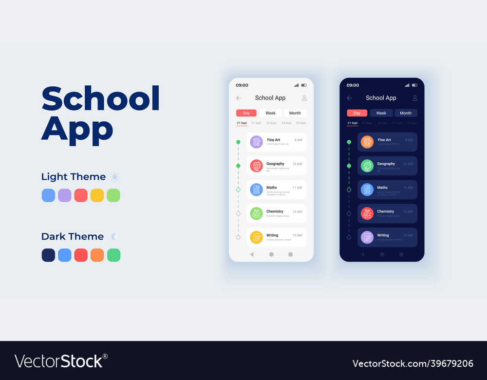 School app cartoon smartphone interface templates Vector Image School app cartoon smartphone interface templates Vector Image