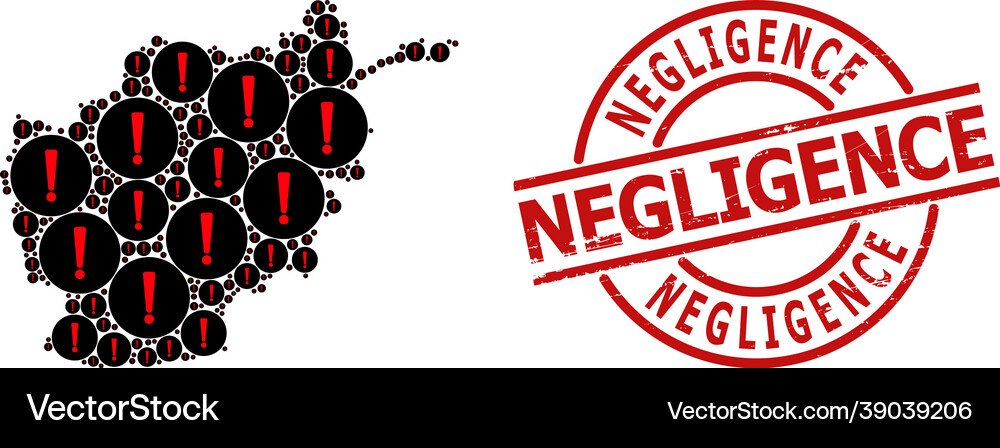Scratched negligence stamp and danger exclamation Vector Image