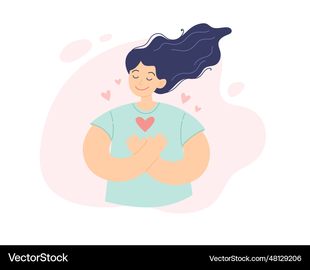 Self help concept young positive woman with her Vector Image