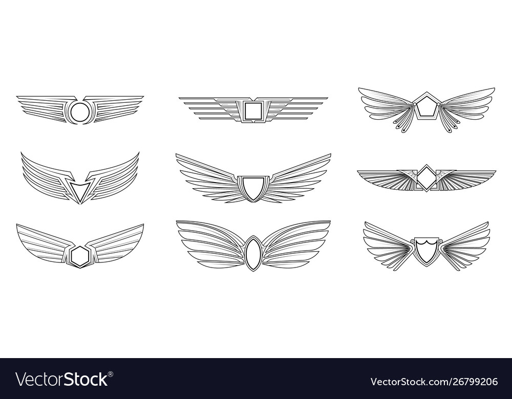Set different wings Royalty Free Vector Image - VectorStock