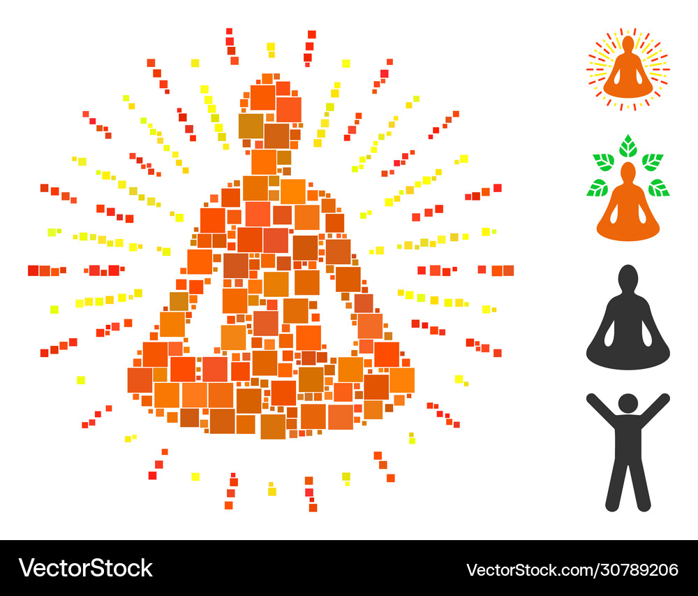 Square yoga meditation icon collage Royalty Free Vector