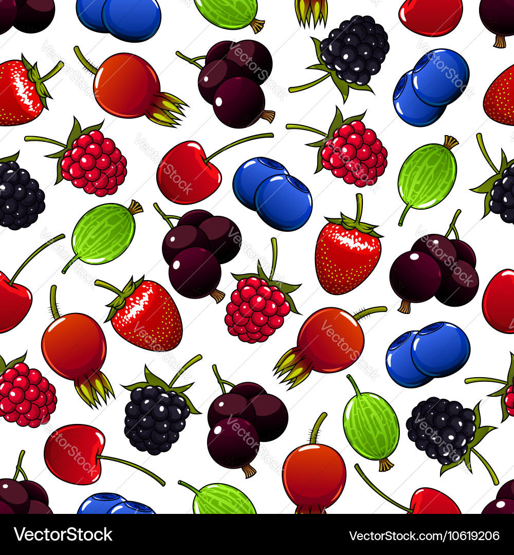 Sweet summer berry and fruit seamless pattern Vector Image