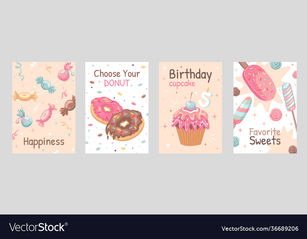 Sweets posters set Royalty Free Vector Image - VectorStock