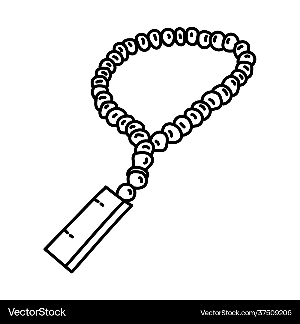 Tasbih icon doodle hand drawn or outline Vector Image