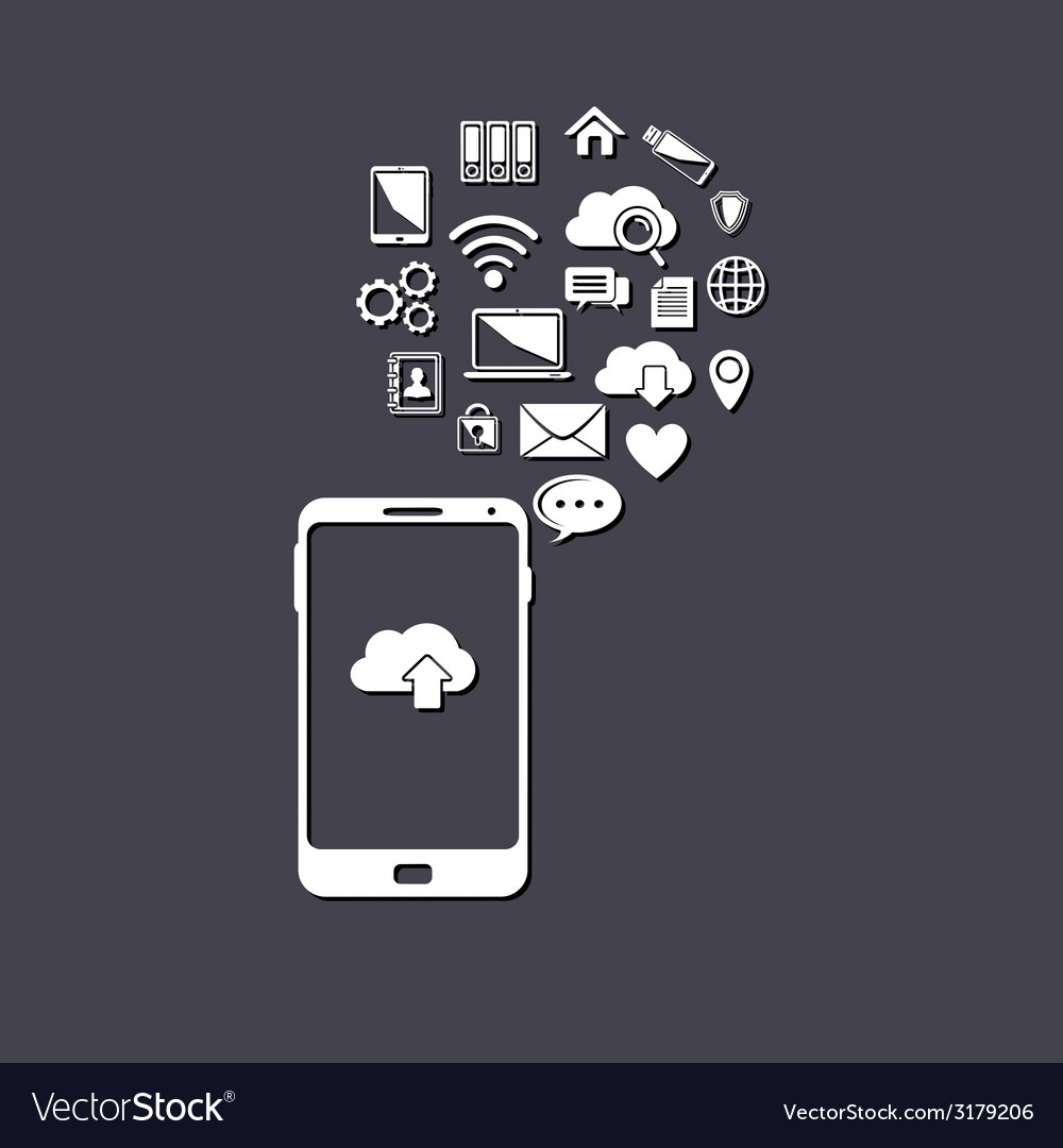 Use cloud computing storage and applications on Vector Image