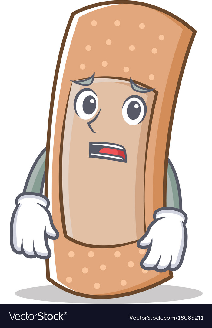 Afraid band aid character cartoon Royalty Free Vector Image Afraid band aid character cartoon Royalty Free Vector Image