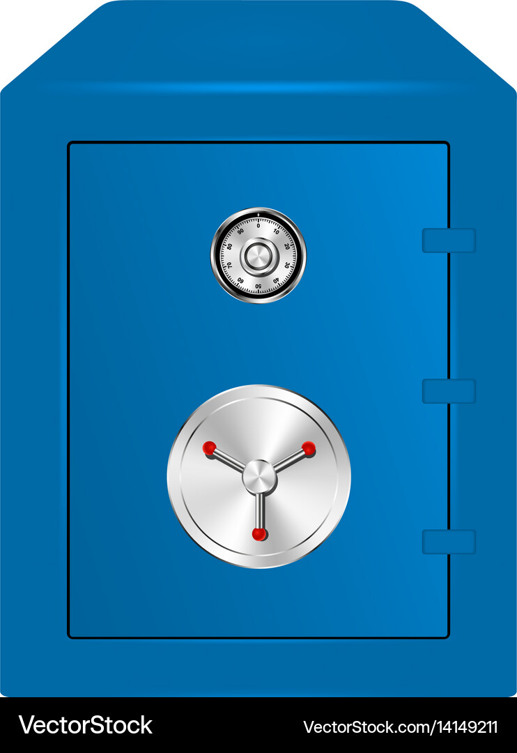 Bank safe in blue design with combination lock Vector Image