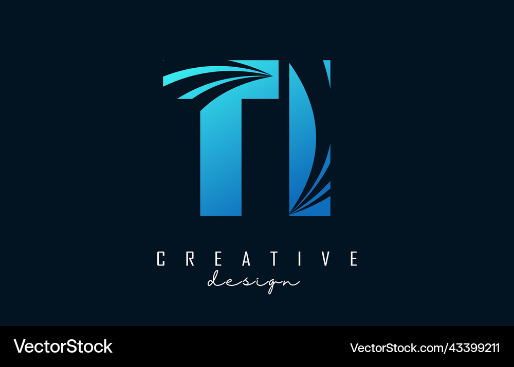 Creative blue letters ti t i logo with leading Vector Image