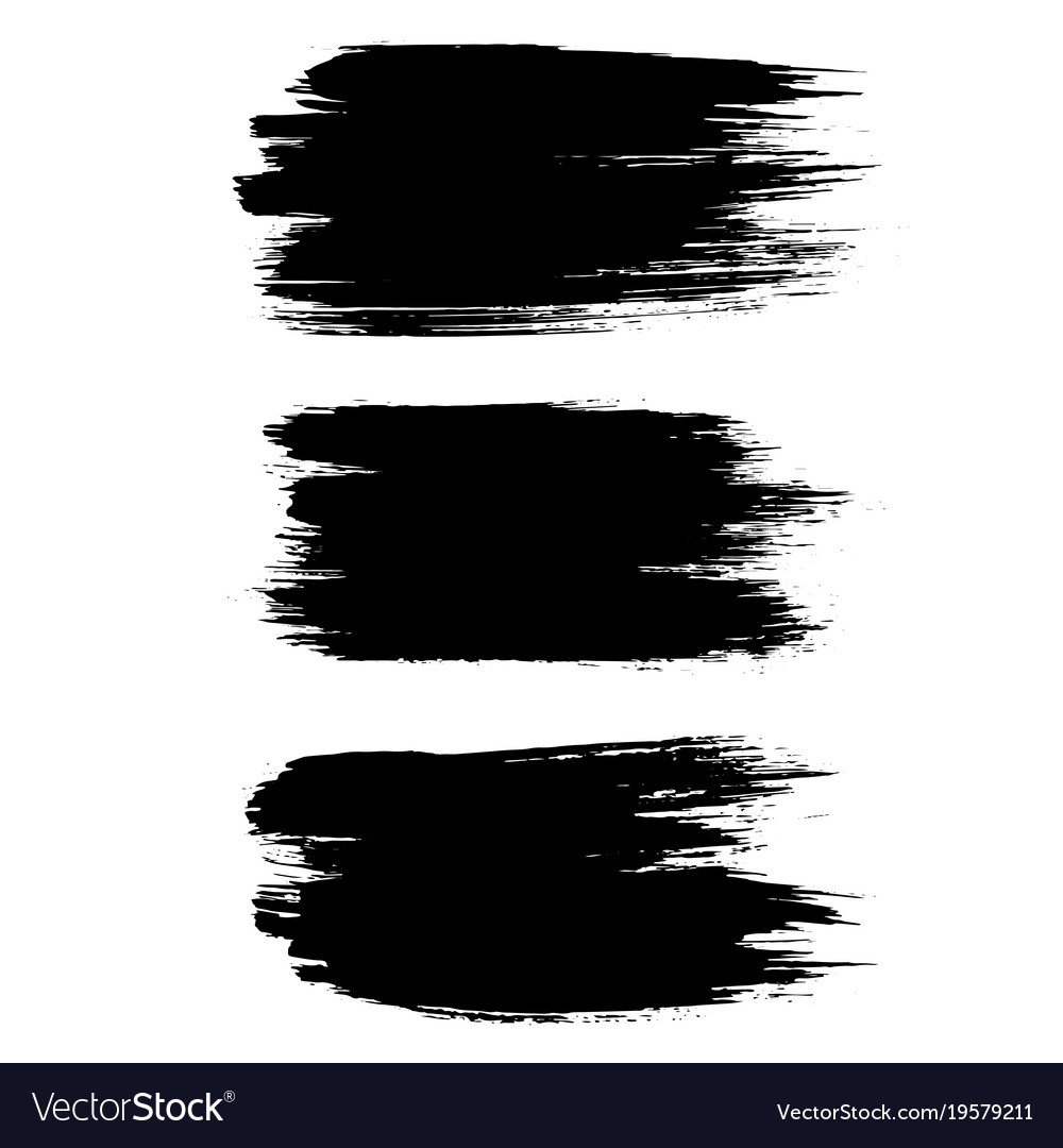 Grunge ink brush strokes set freehand black Vector Image