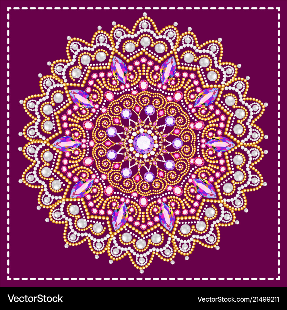 Mandala brooch jewelry design element geometric Vector Image
