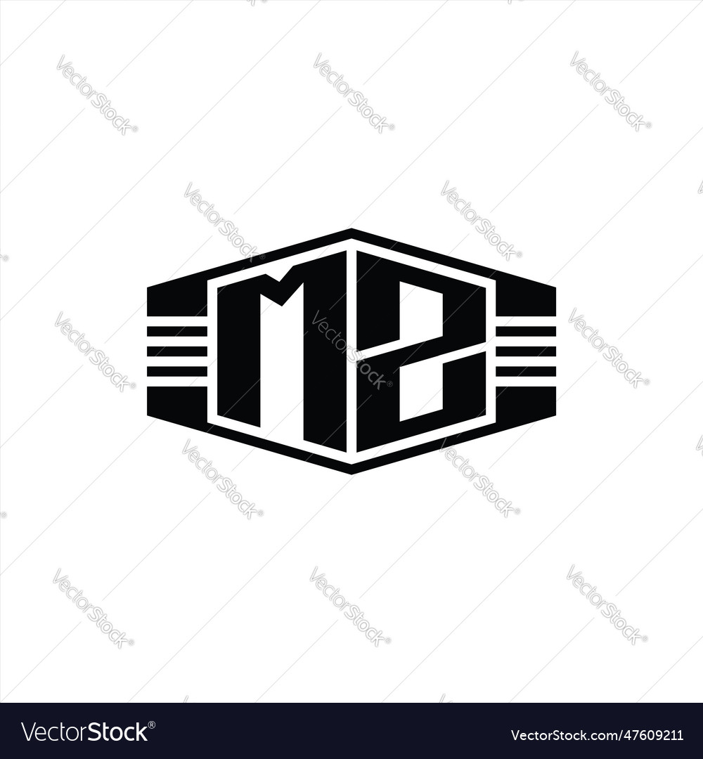 Mz letter logo monogram hexagon emblem shape Vector Image