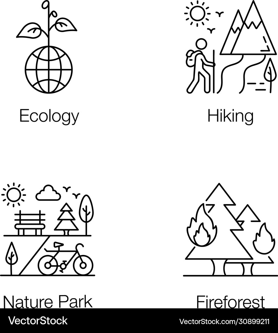 Nature and landscape line icons pack Royalty Free Vector