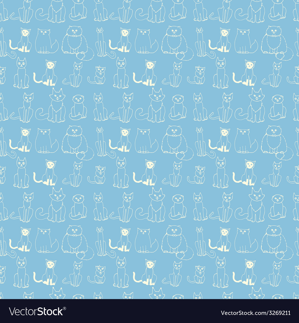 Seamless pattern with cats Royalty Free Vector Image