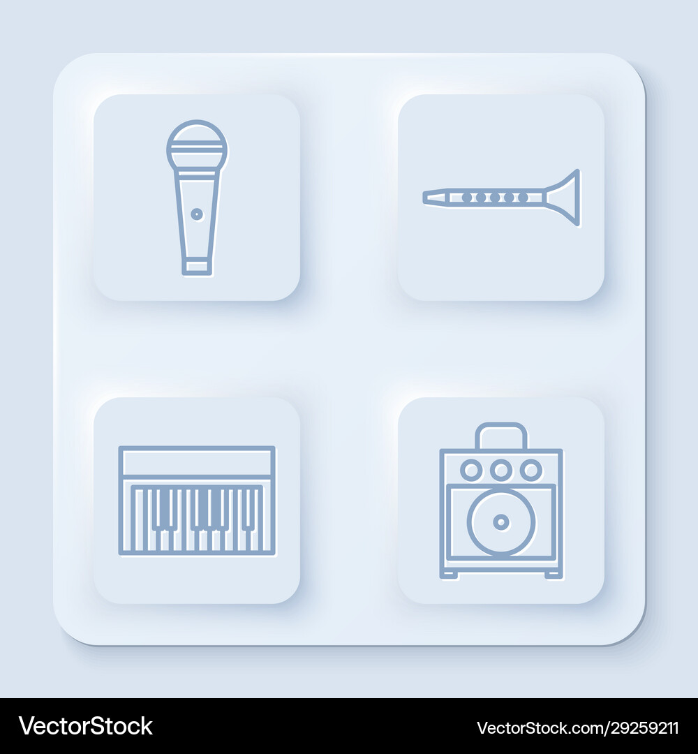 Set line microphone clarinet music synthesizer Vector Image