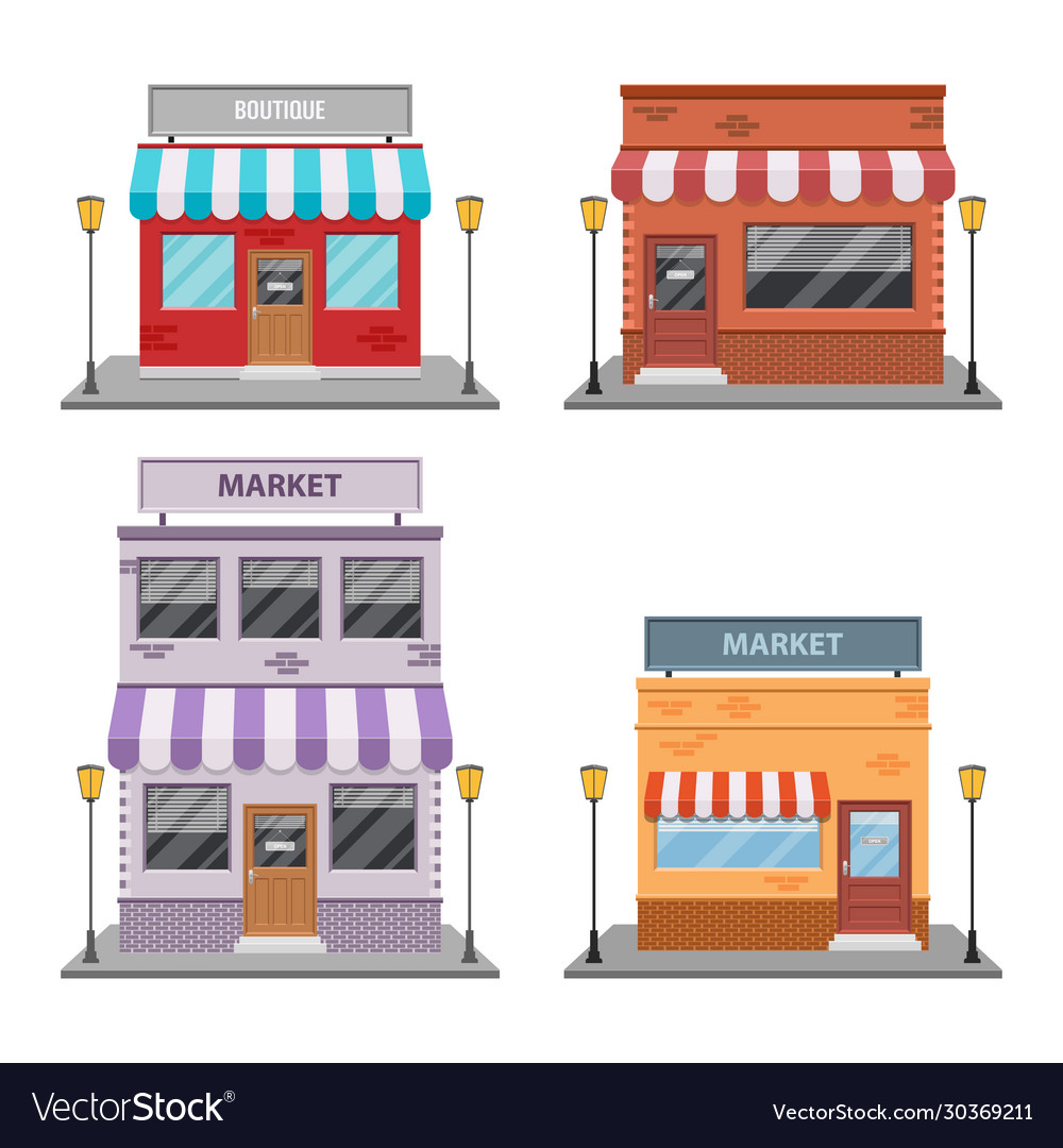 Storefront set Royalty Free Vector Image - VectorStock