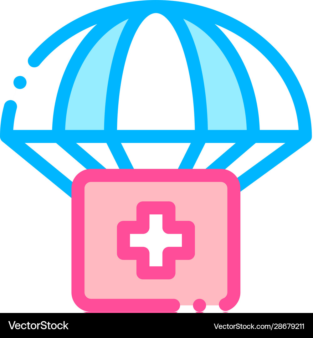 Volunteers support parachute thin line icon Vector Image