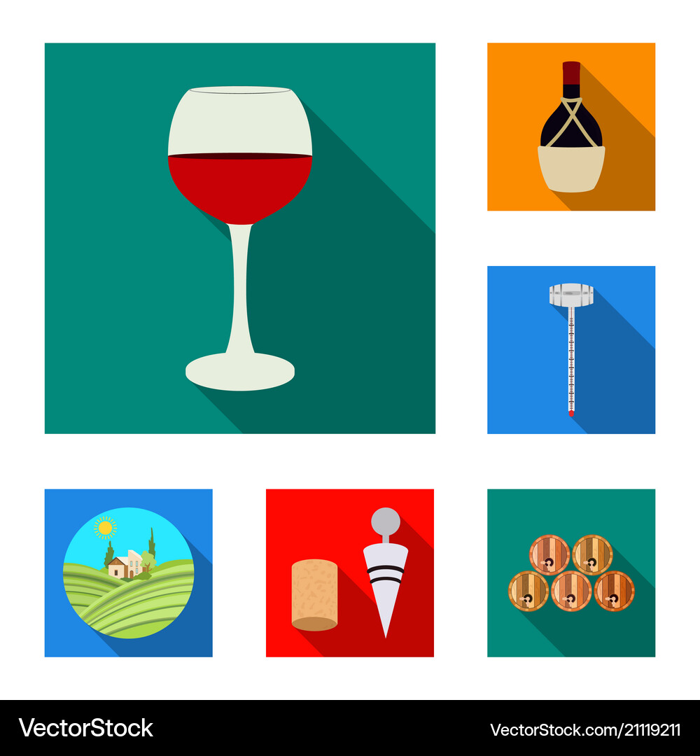 Wine products flat icons in set collection Vector Image