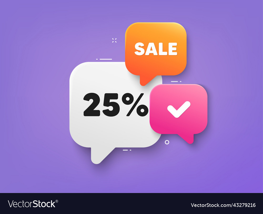 25 percent off sale discount offer price sign 3d Vector Image