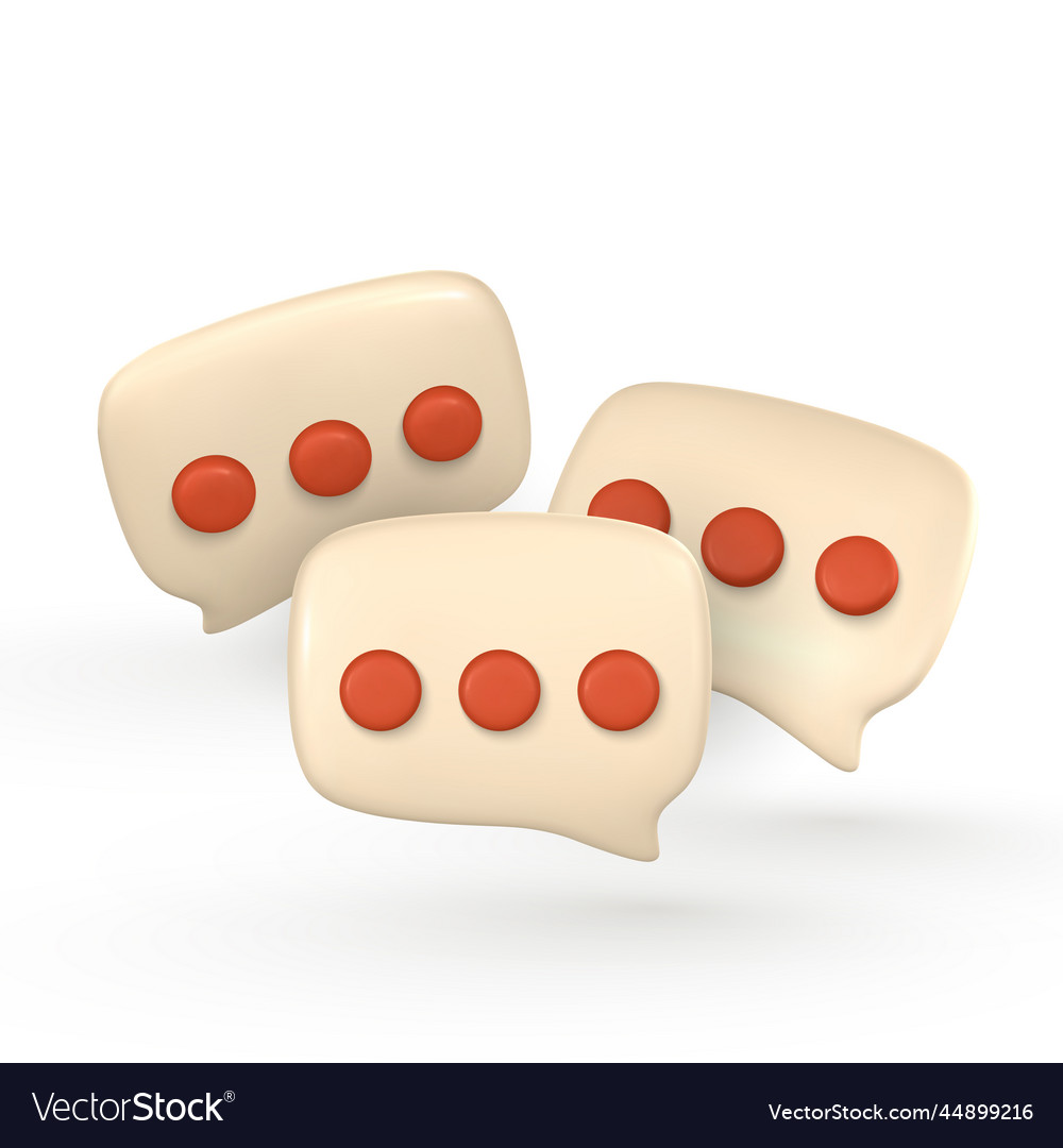 3d Message Notification Icon Cute Minimal Speech Vector Image