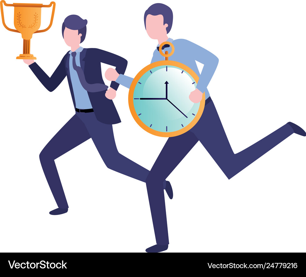 Businessmen with clock and trophy avatar character