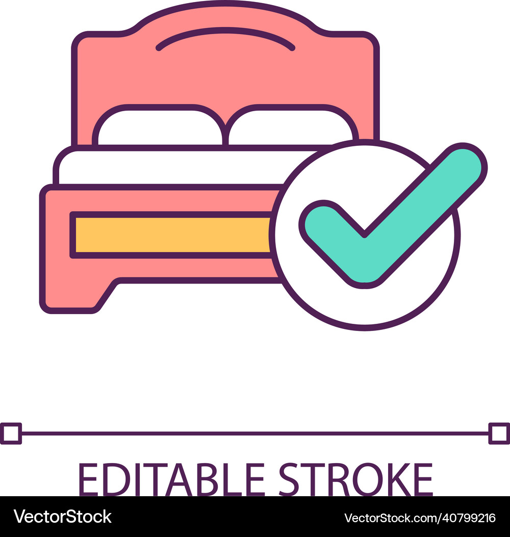 Double bed and check mark rgb color icon Vector Image