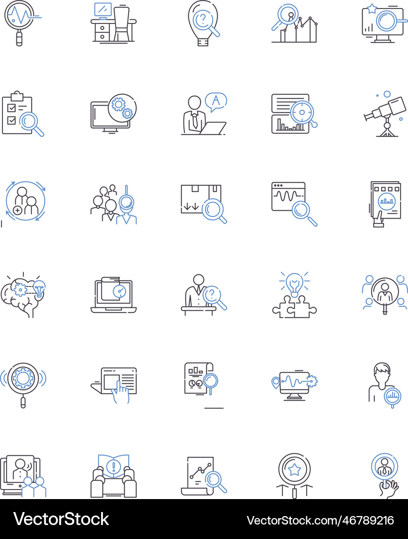 Explore line icons collection adventure discover Vector Image