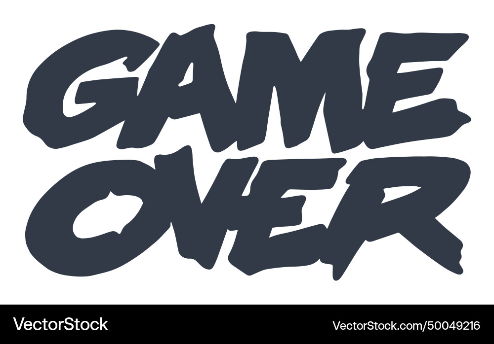 Game over lettering monochrome emblem Royalty Free Vector
