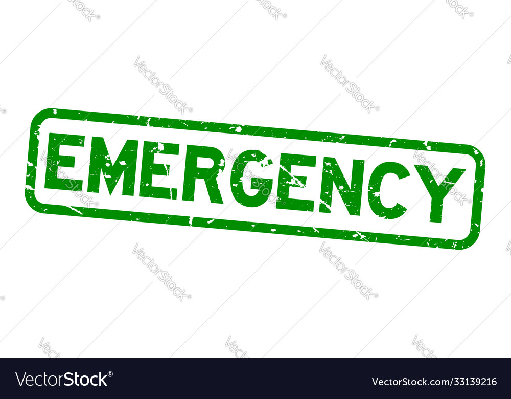 Grunge green emergency word square rubber seal Vector Image