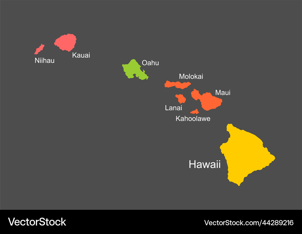 Hawaii map high detailed silhouette Royalty Free Vector