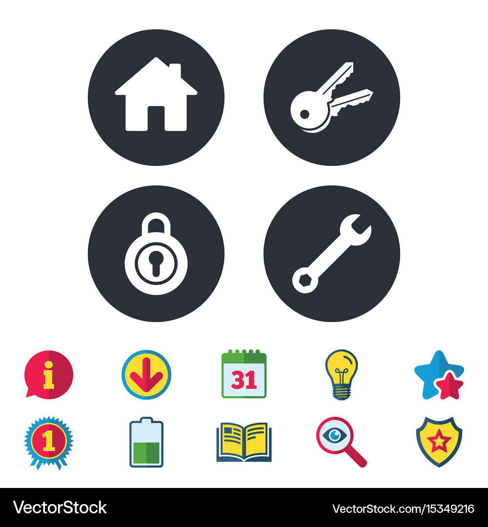 Home key icon wrench service tool symbol Vector Image
