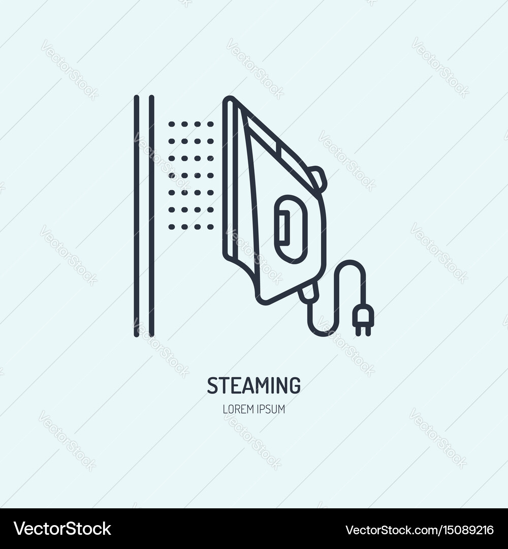 Iron steamer icon steaming service line flat sign Vector Image