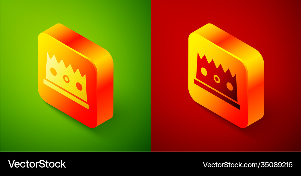 Isometric king crown icon isolated on green Vector Image