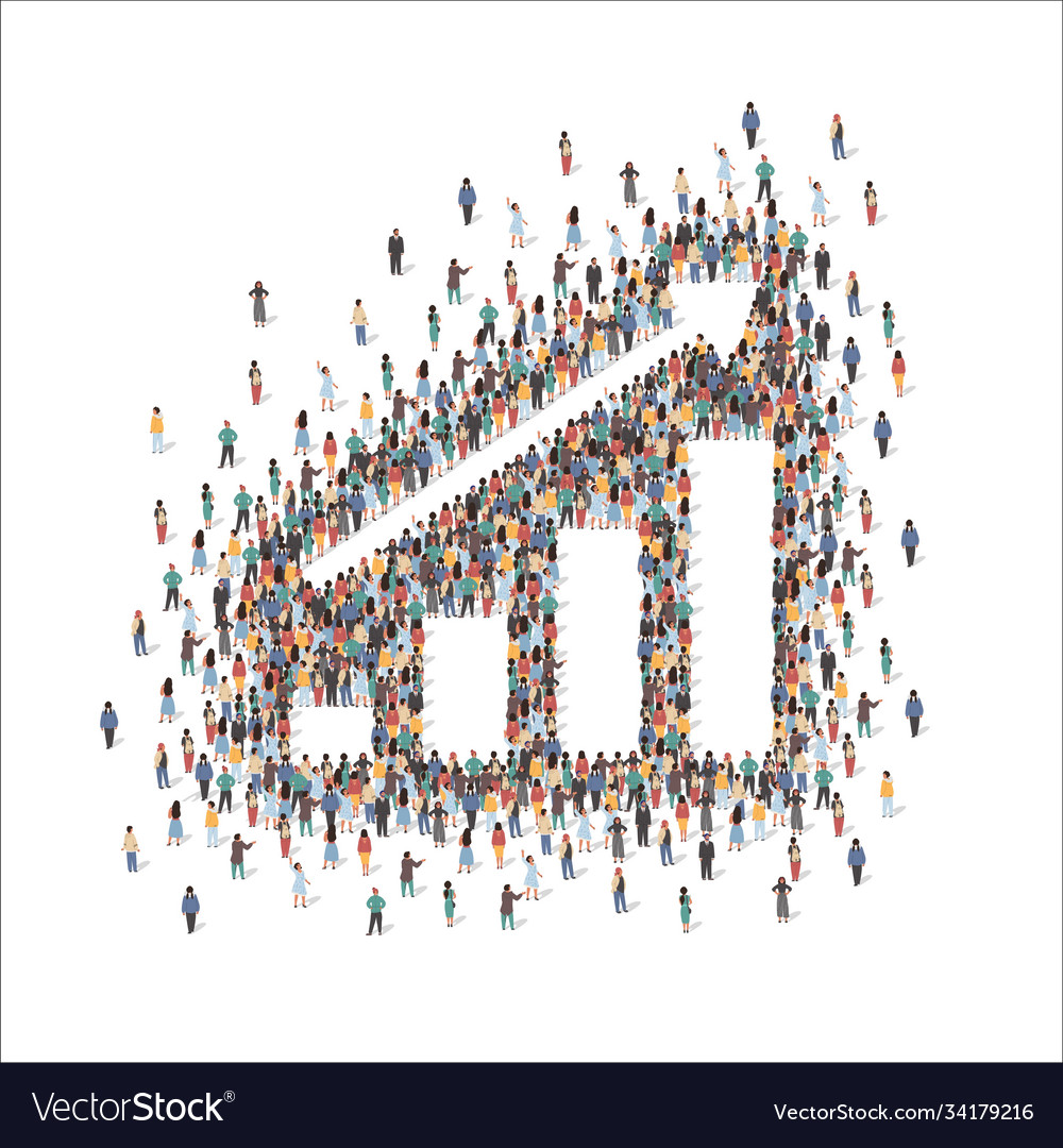 Large group people forming growth chart sign Vector Image Large group people forming growth chart sign Vector Image