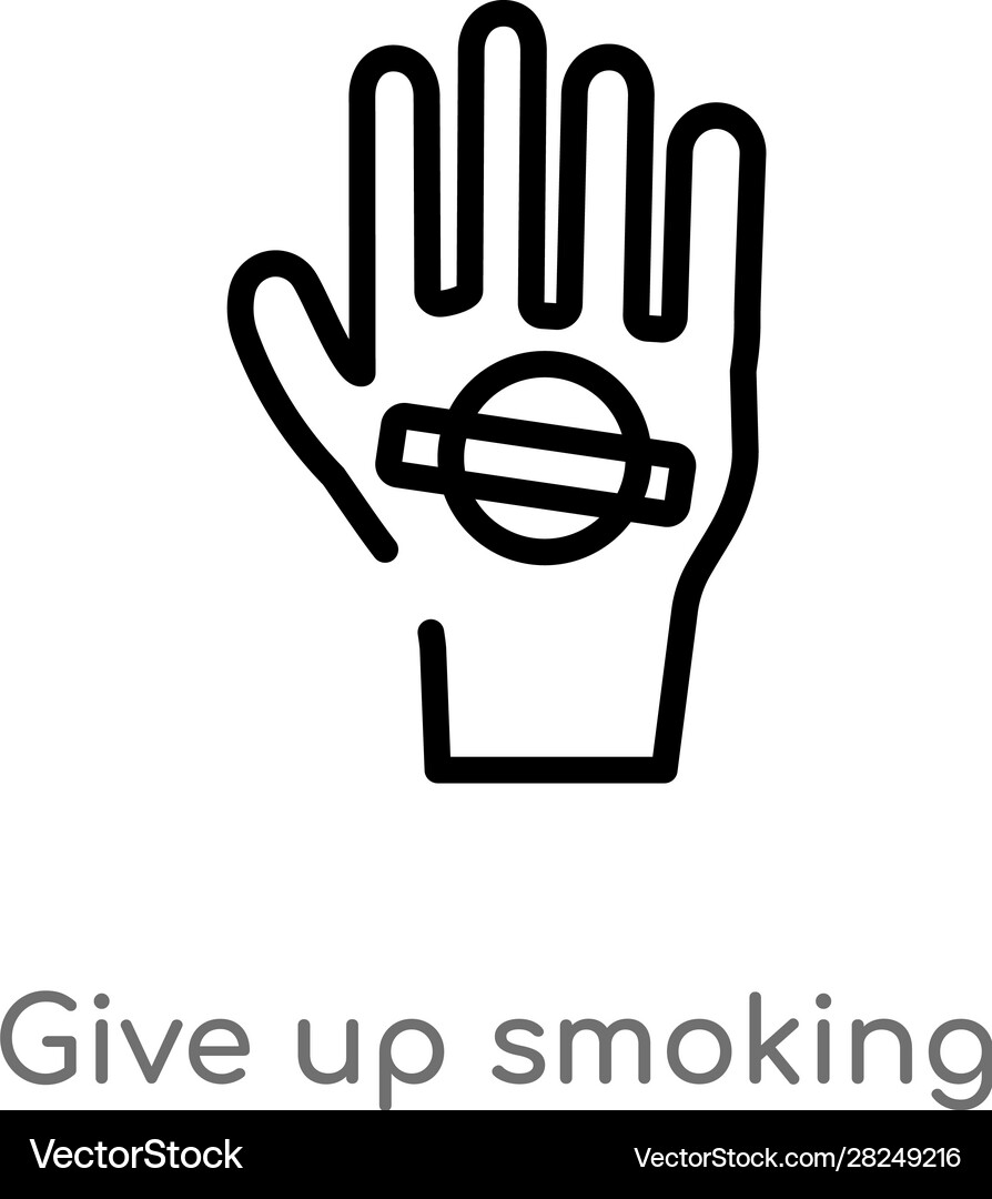 Outline give up smoking icon isolated black Vector Image