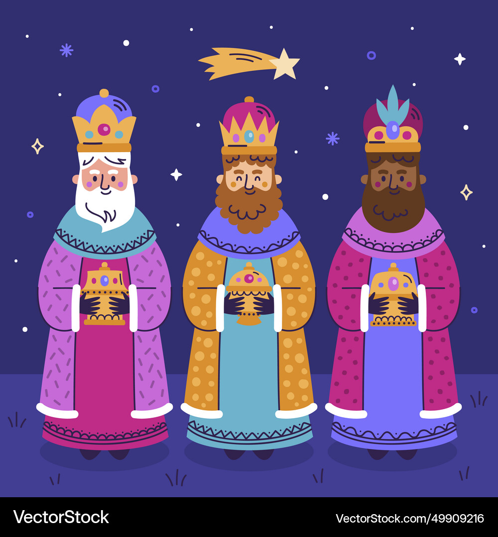 Reyes magos isolated on white background Vector Image