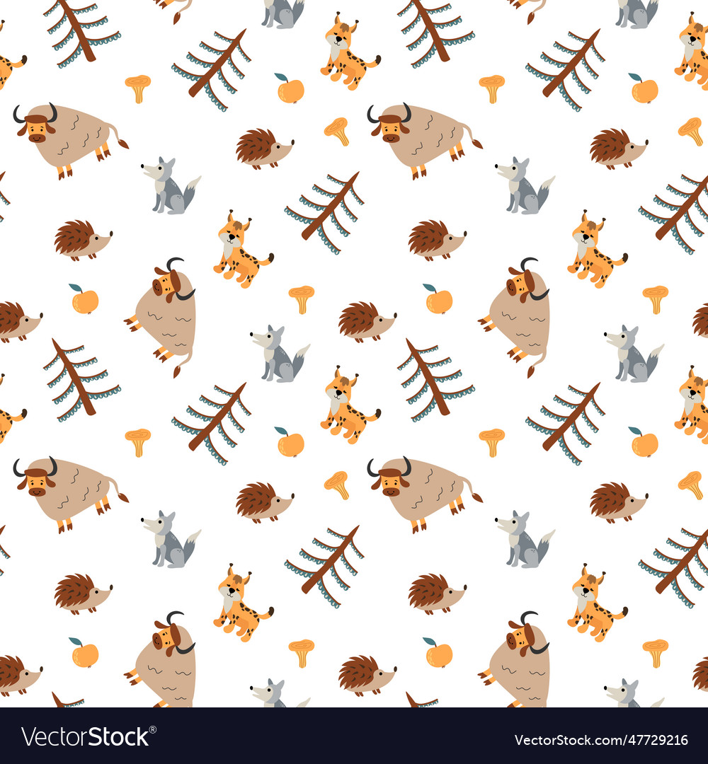 Seamless pattern with forest animals Royalty Free Vector