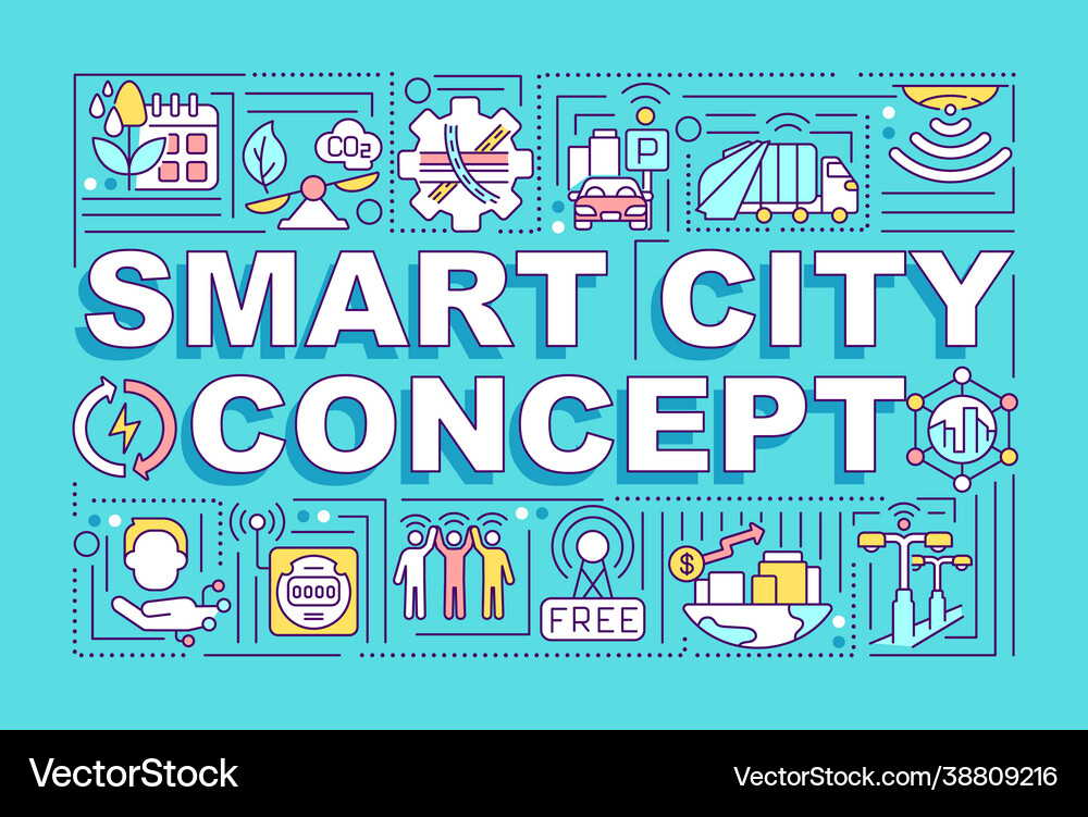 Smart city word concepts banner Royalty Free Vector Image