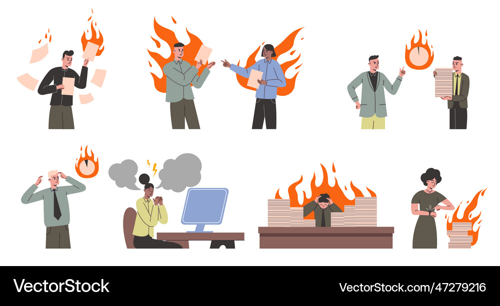 Stressed employees conflict situations in office Vector Image