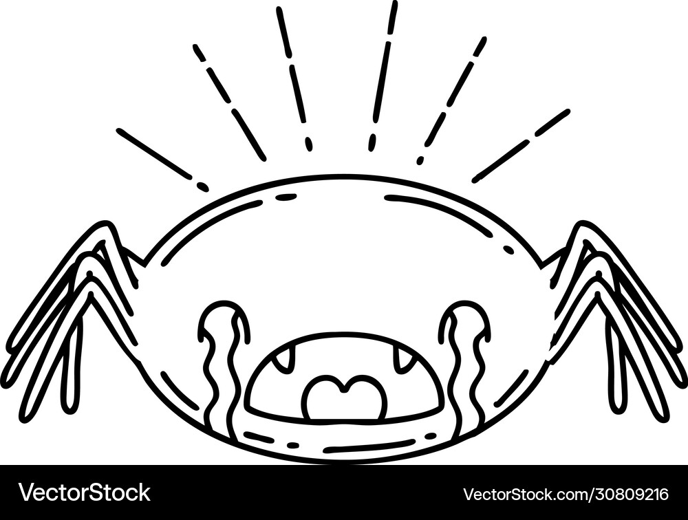 Traditional black line work tattoo style crying Vector Image