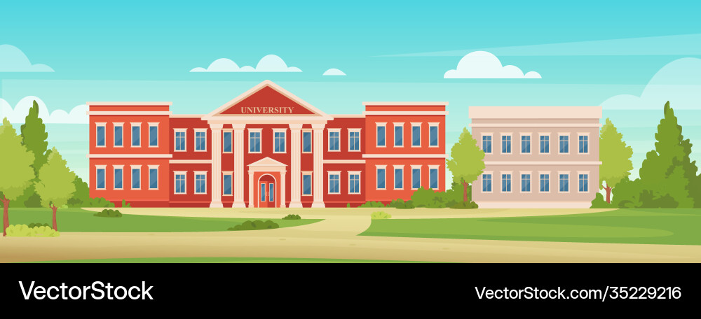 University campus building facade or academy for Vector Image