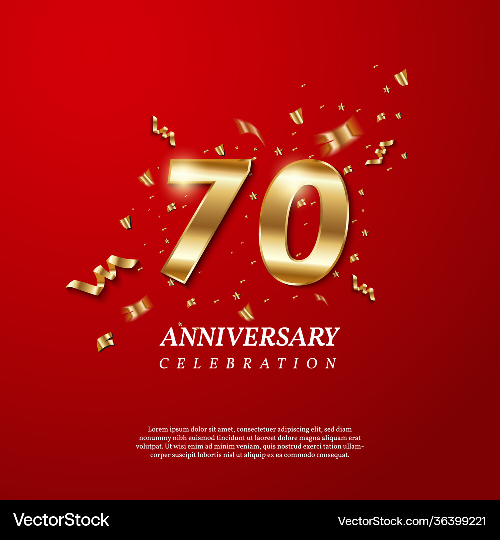 70th anniversary celebration golden number 70 Vector Image
