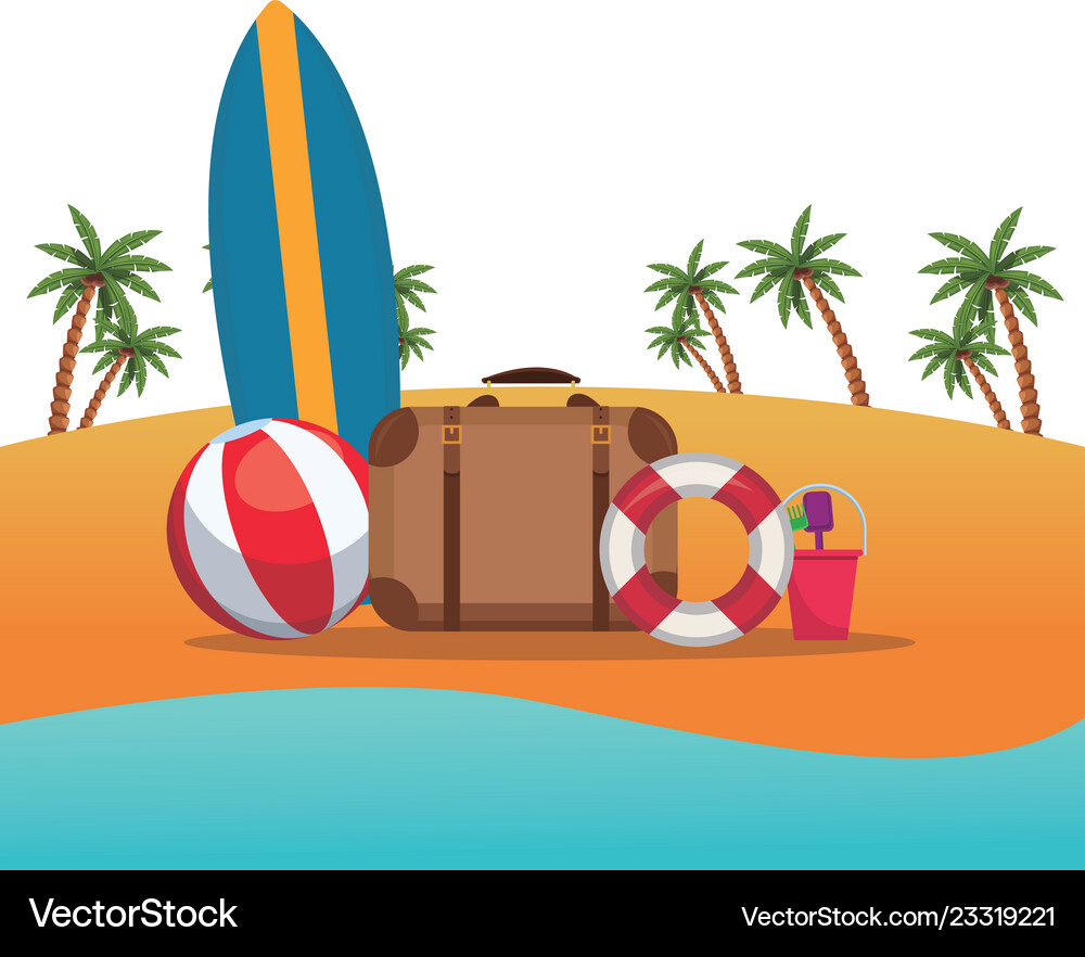 Beach vacation items Royalty Free Vector Image