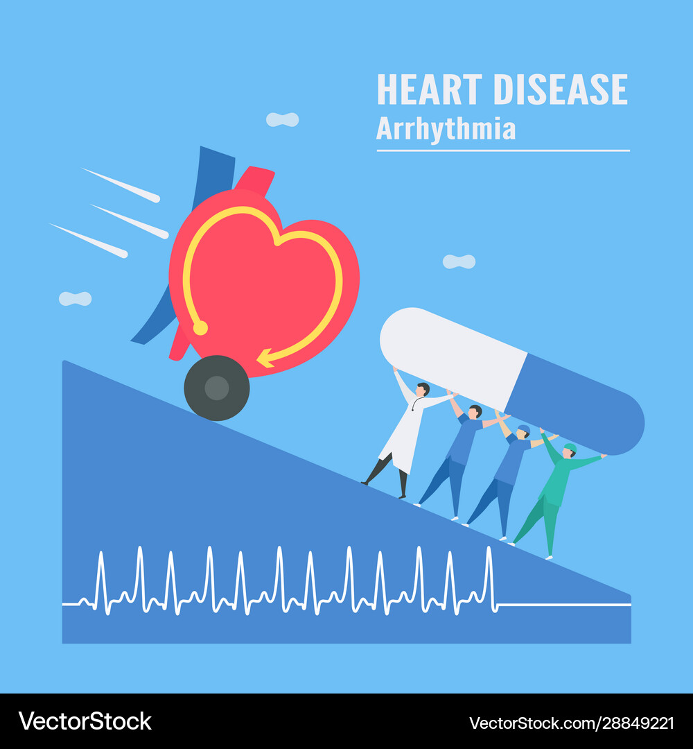 Cardiology on blue background heart disease Vector Image