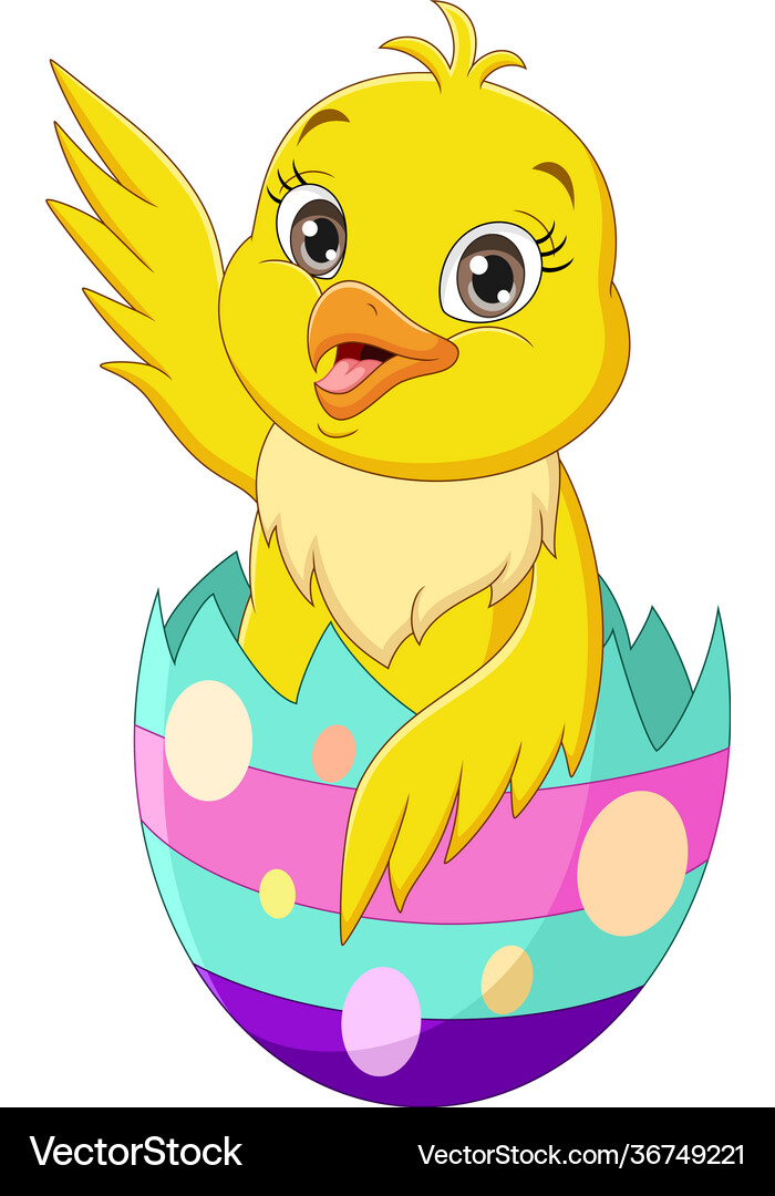 Cartoon baby chick inside a cracked easter egg Vector Image