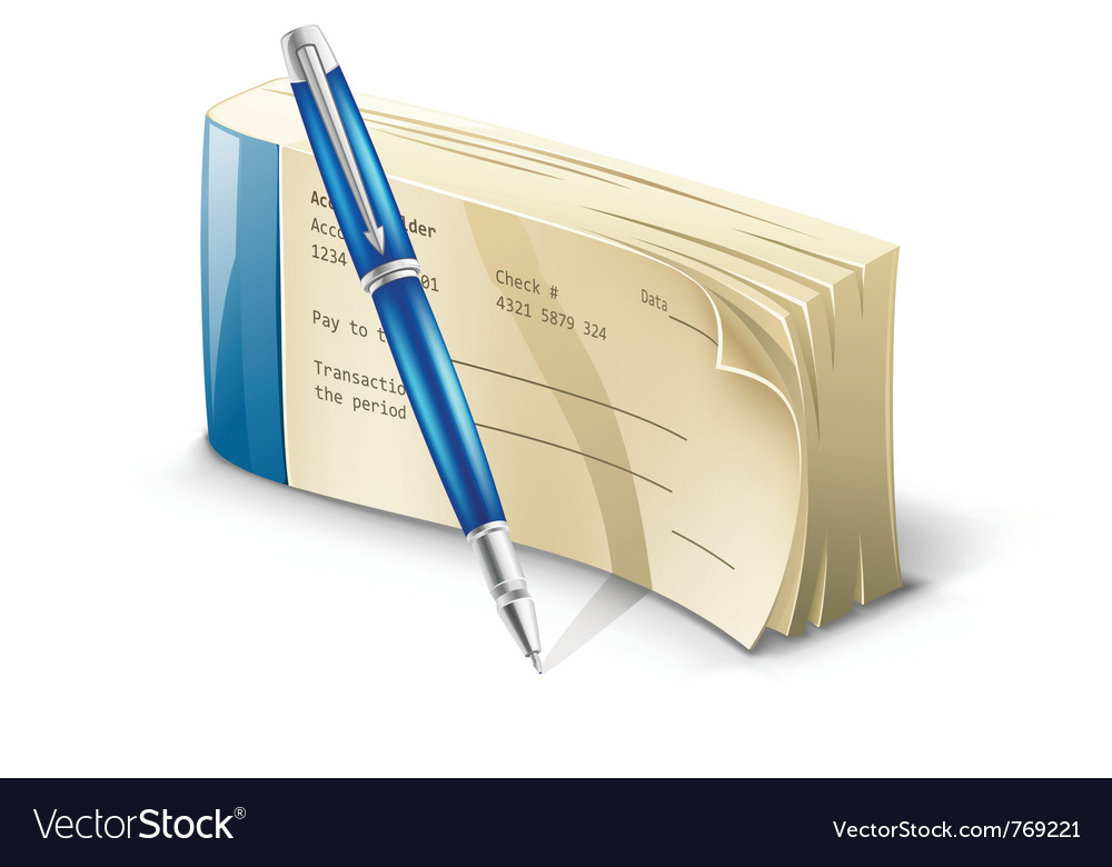 Checkbook with pen Royalty Free Vector Image - VectorStock