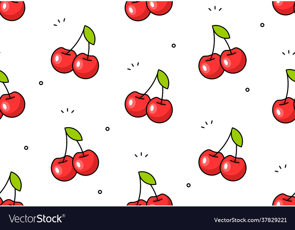 Cherry seamless pattern Royalty Free Vector Image