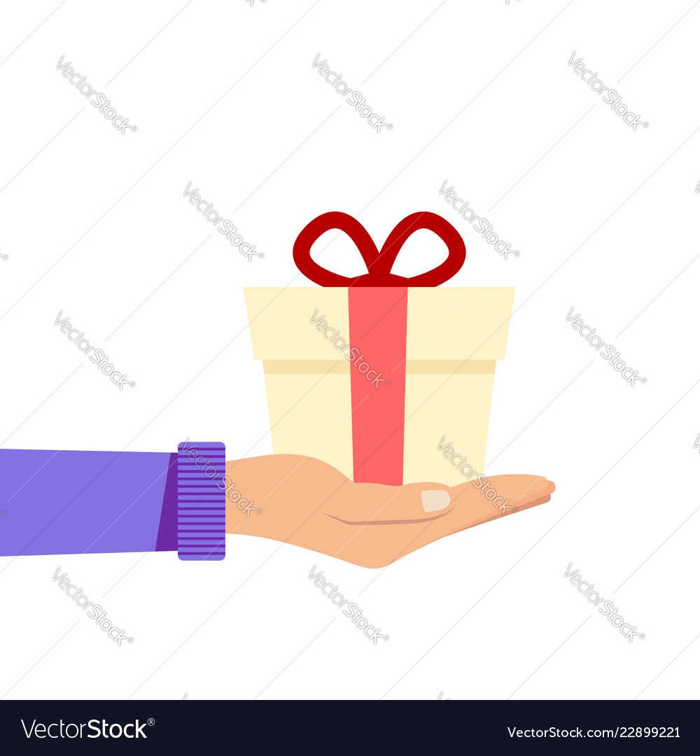 Congratulation flat with gift Royalty Free Vector Image