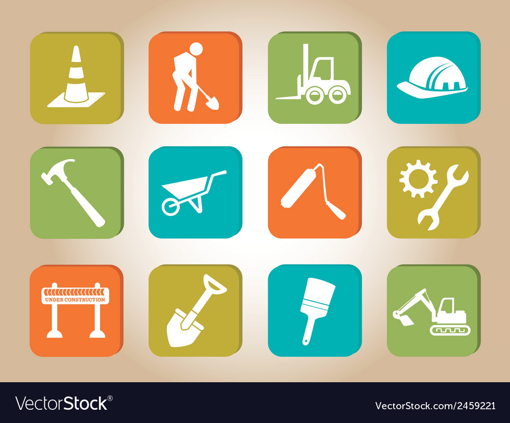 Construction icons over beige background Vector Image