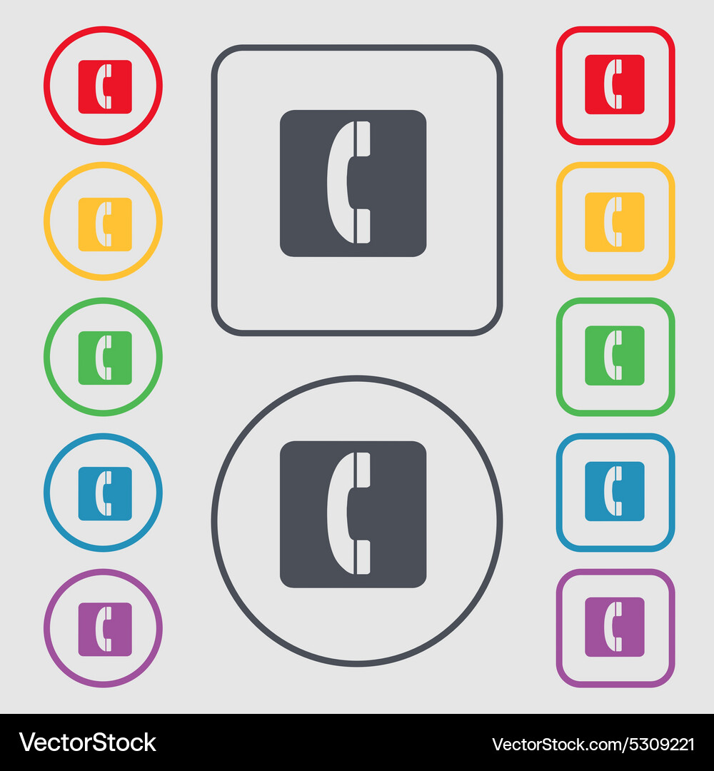 Handset icon sign symbol on the round and square Vector Image